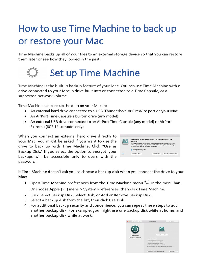 How To Use Time Machine To Back Up or Restore Your Mac | PDF | Backup ...