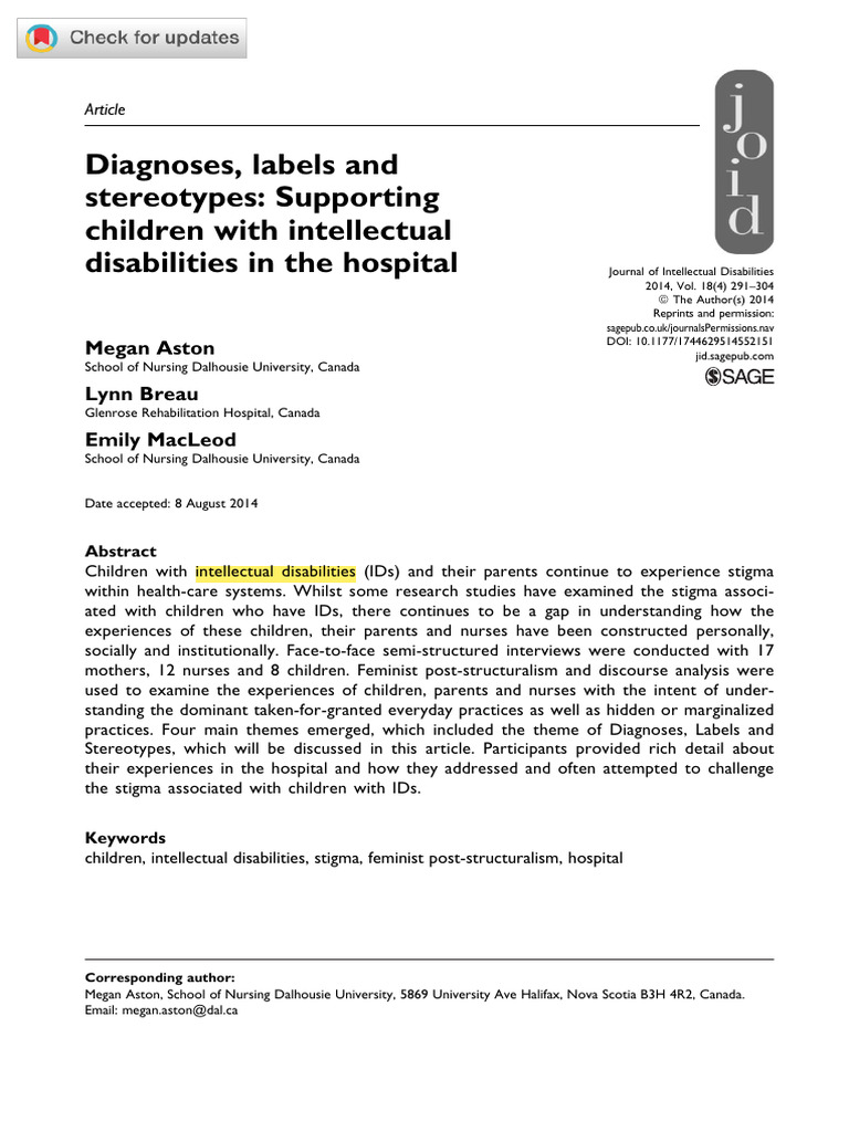 Aston, Et Al-Diagnosis, Labels and Stereotypes | PDF | Social Stigma ...