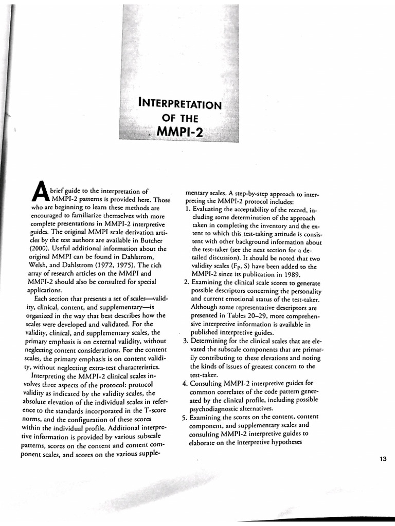 Mmpi Interpretation | PDF