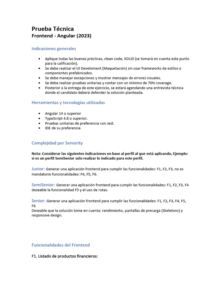 Ejercicio Tecnico Frontend - Angular (2) (1) 1 | PDF | Informática | Software