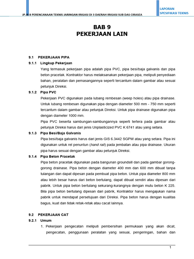 Spektek Bab 9 Pekerjaan Lain | PDF