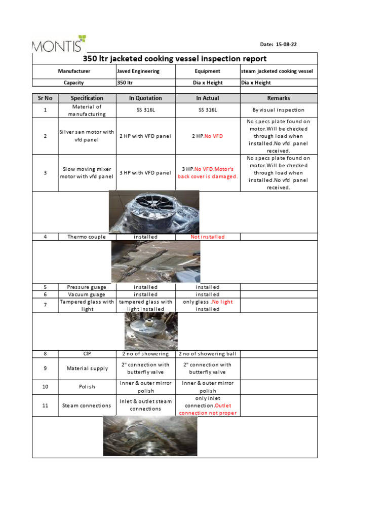 350 KG Jacket Inspection Report | PDF