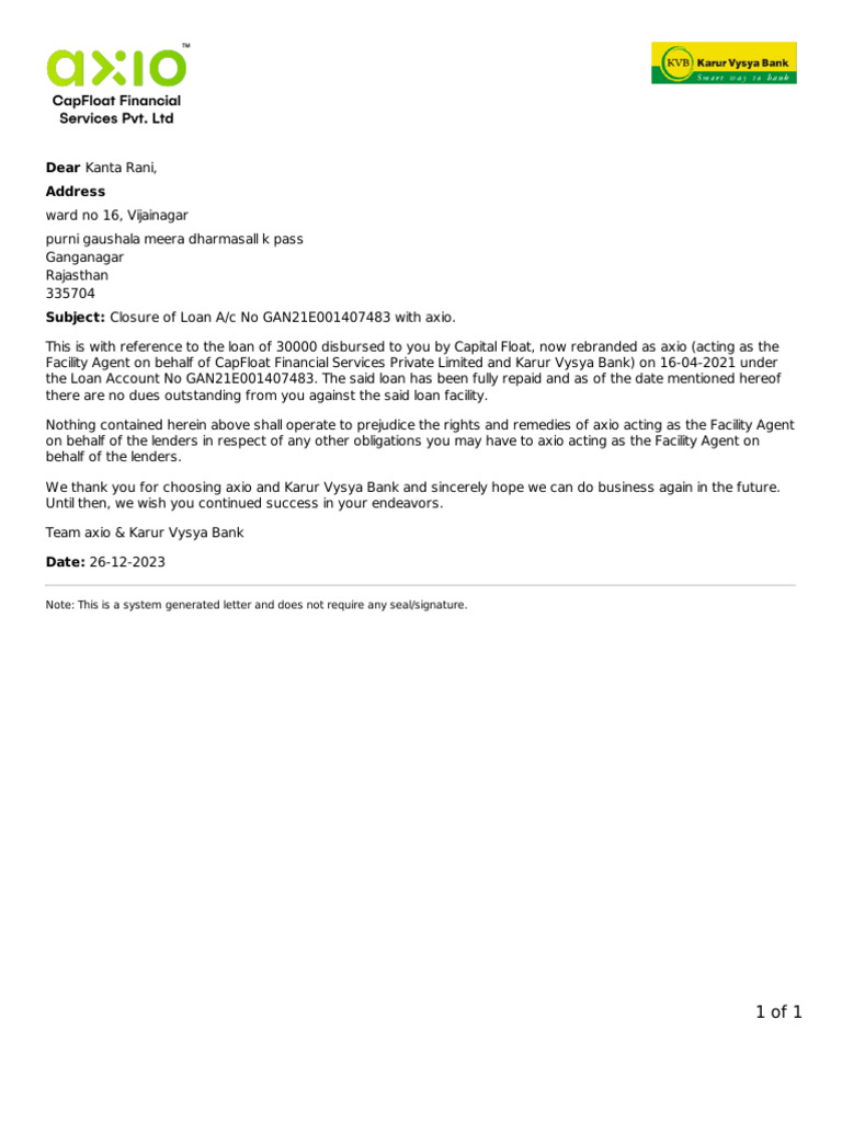 Dear Kanta Rani, Address | PDF