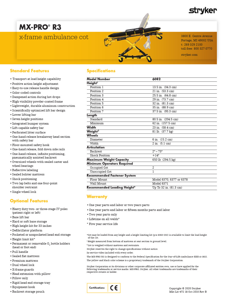 Stryker MX Pro r3 Spec Sheet | PDF | Motor Vehicle | Vehicles