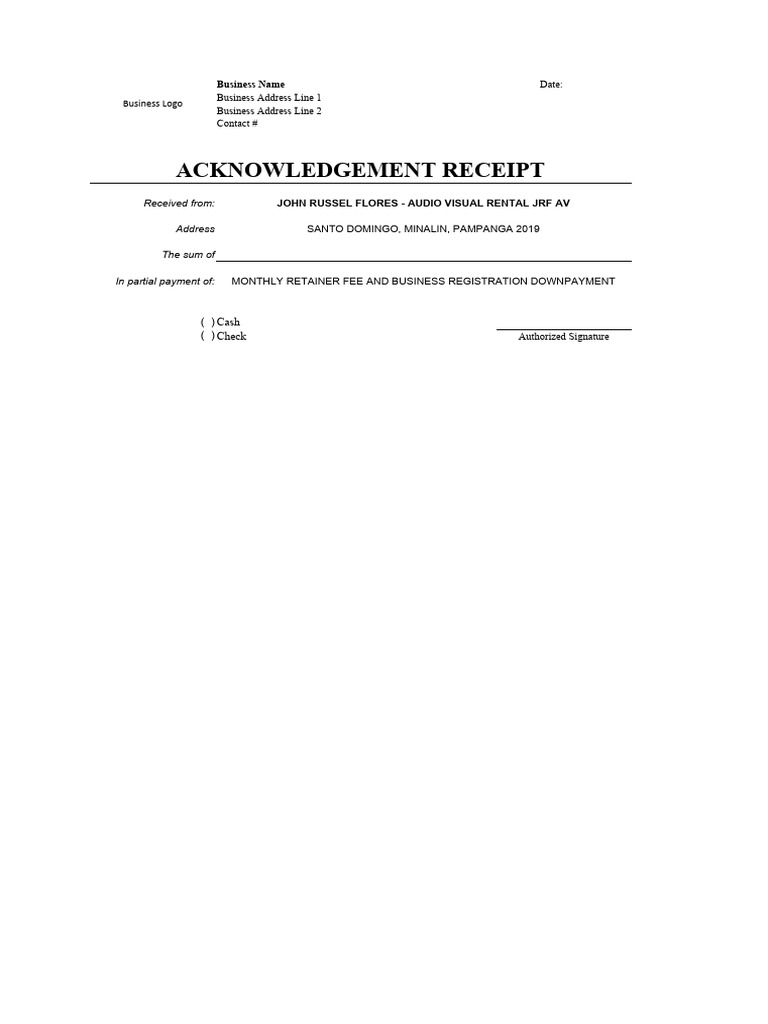 Acknowledgement Receipt Generator | PDF
