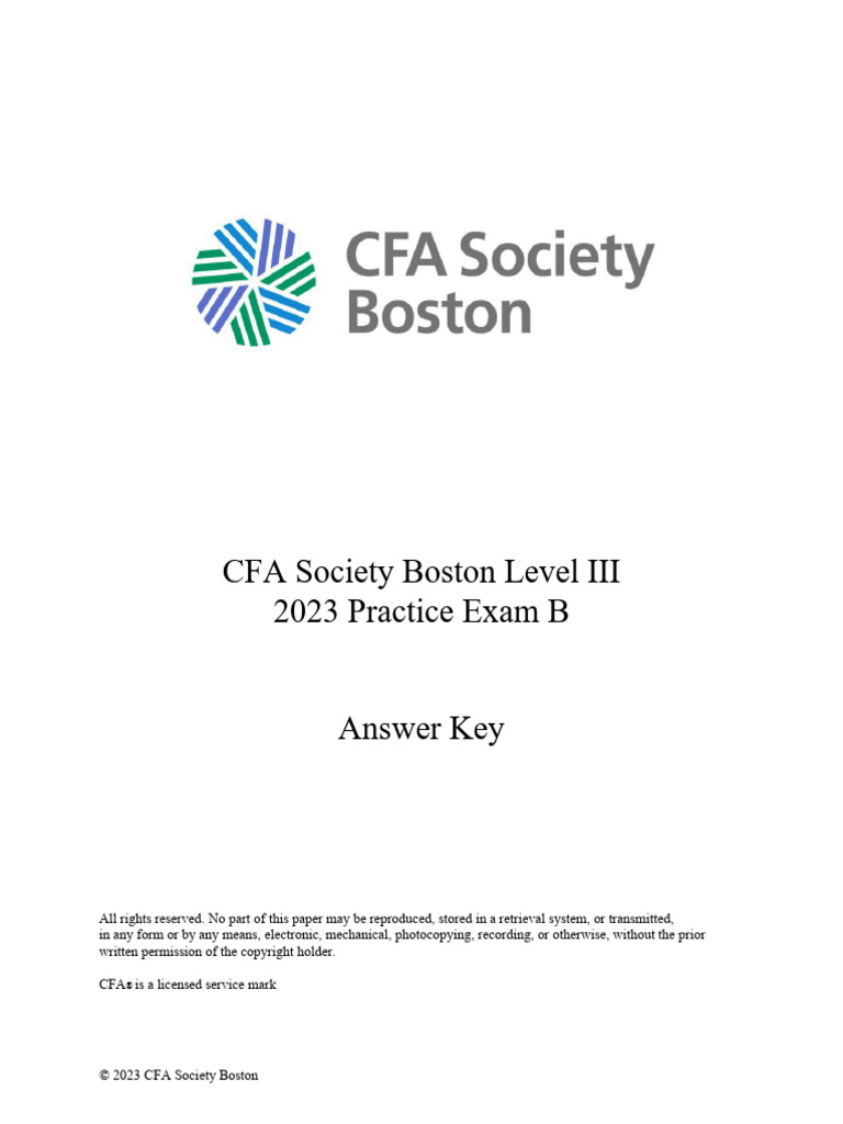 CFA Level III 2023 Exam Answer Key | PDF | Bond Duration | Option (Finance)