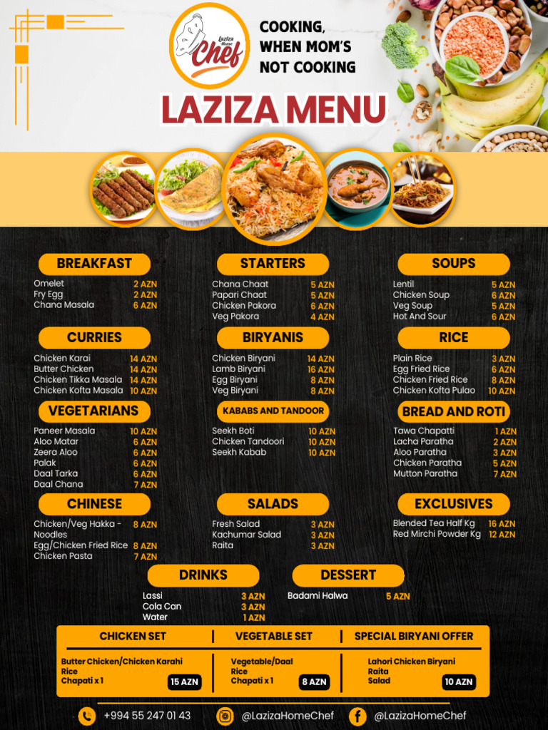Laziza Home Chef - Menu (Social Media Format) | PDF | Indian Cuisine ...