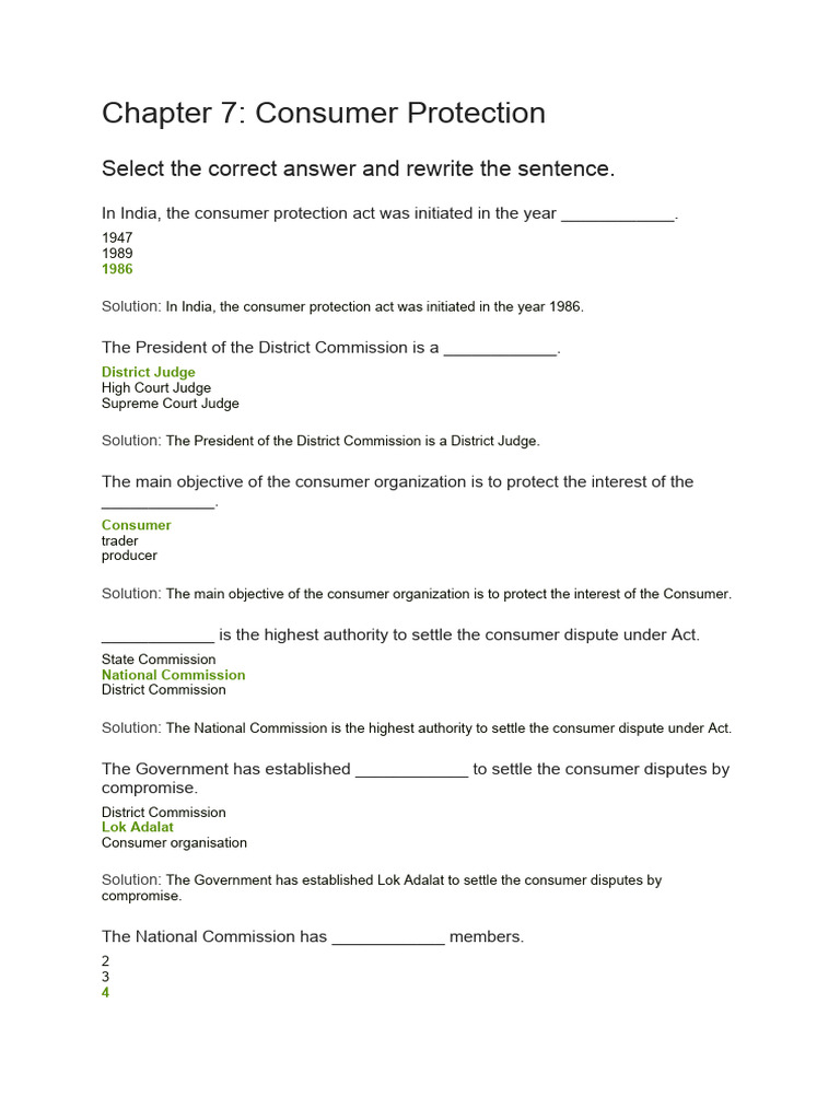 Chapter 7 Consumer Protection | PDF | Consumer Protection | Goods