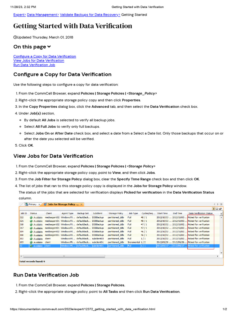 Getting Started With Data Verification | PDF | Backup | Operating System Families