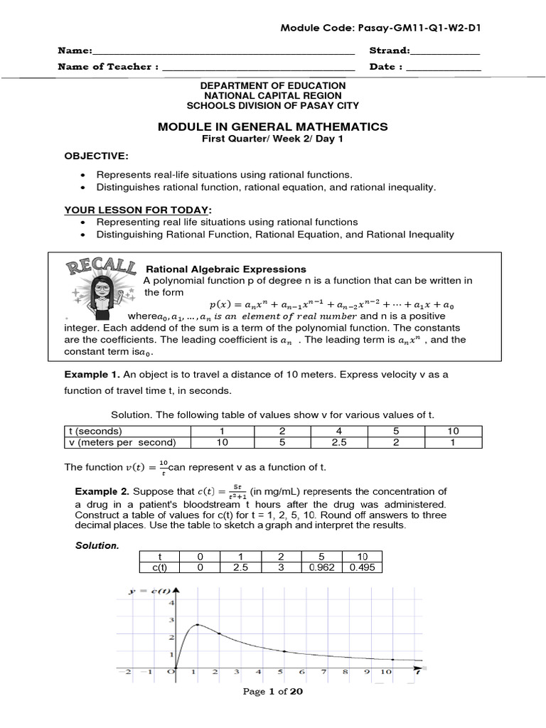 3 GenMath-Q1-W2-1 | PDF | Equations | Function (Mathematics)