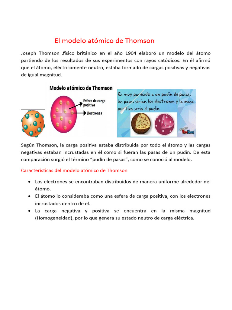 El modelo atómico de Thomson | PDF