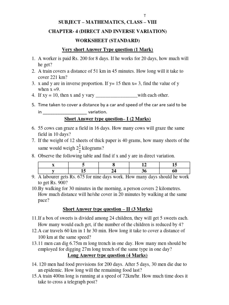Direct and Inverse Variation | PDF | Speed | Metrology