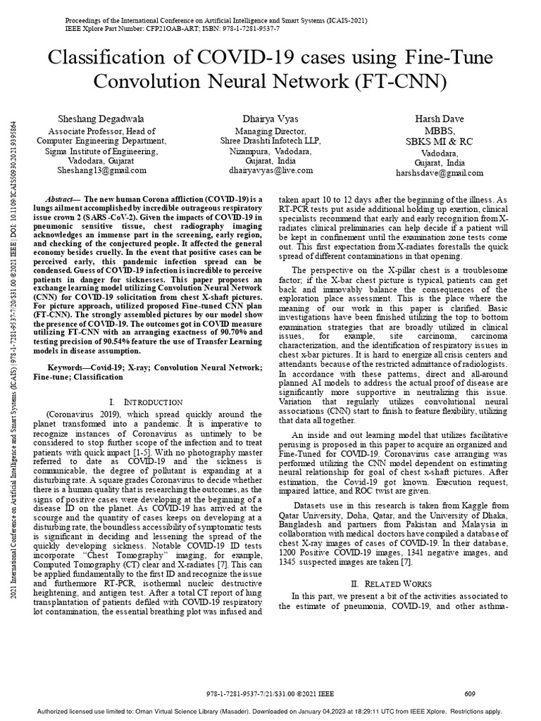 Classification of COVID-19 Cases Using Fine-Tune Convolution Neural ...