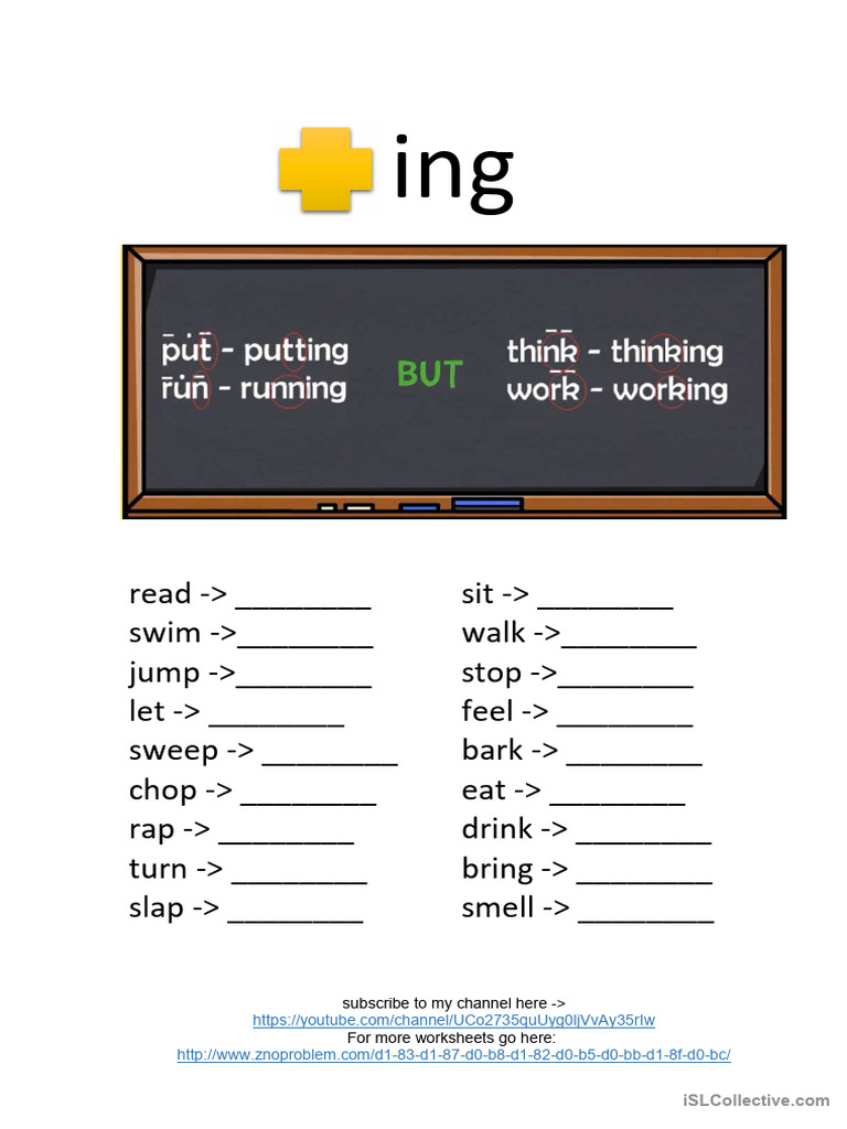 Verbs + ing worksheet | PDF