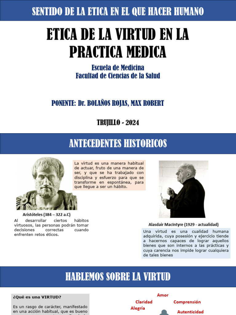 Etica de La Virtud en Medicina | PDF | Virtud | Médico