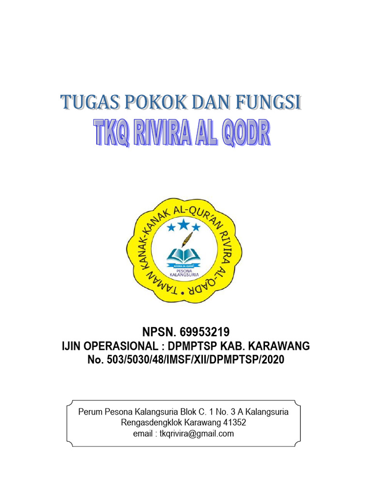 Struktur Organisasi TKQ RIVIRA AL-QODR | PDF | Karier & Perkembangan | Seni