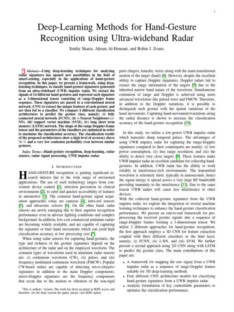 Manuscript Deep Learning Methods For Hand Gesture Recognition Using ... Manuscript Deep Learning Methods For Hand Gesture Recognition Using ...