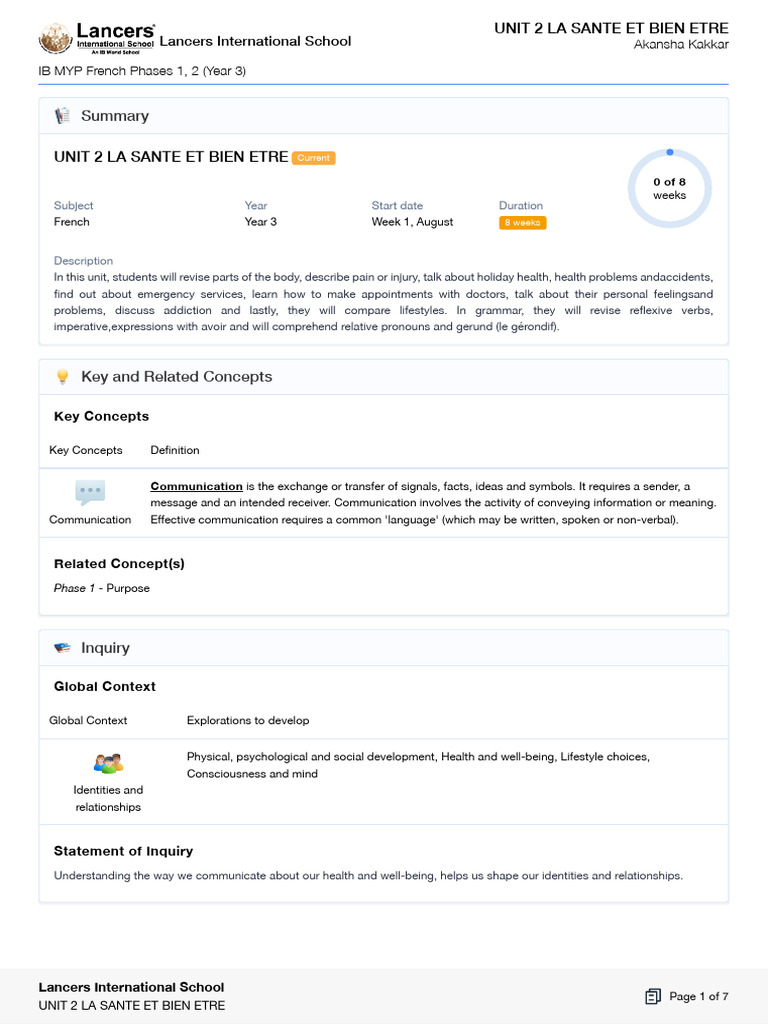 Unit 2 La Sante Et Bien Etre | PDF | Communication | Information