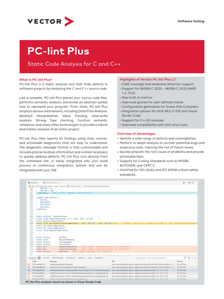 PC-lint Plus Factsheet EN | PDF | Compiler | C++