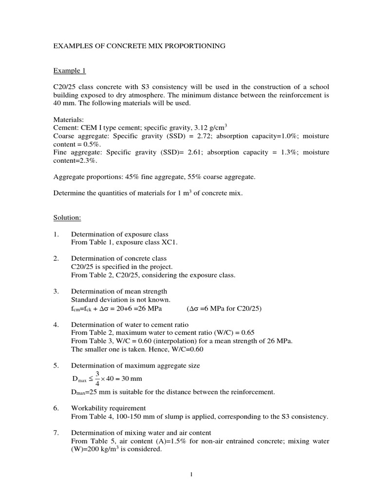 Class Notes #7-Examples of Mix Prop | PDF | Concrete | Cement