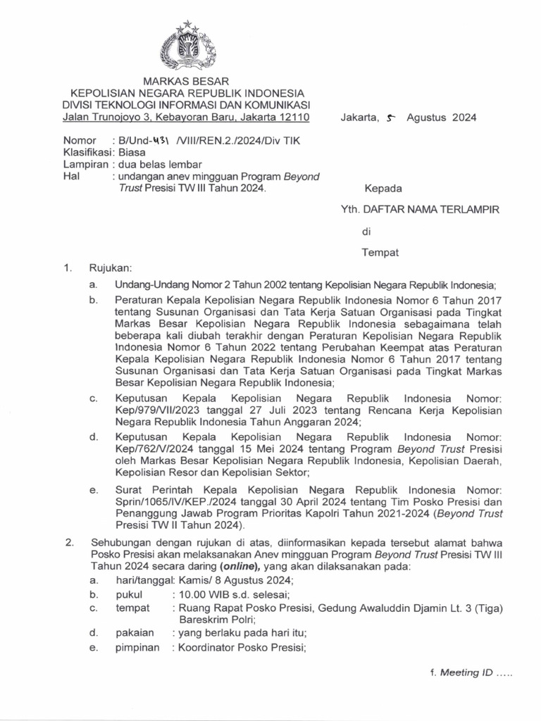 Und PJ Giat Anev Minguan B Und 431 Viii Ren.2. 2024 Divtik | PDF