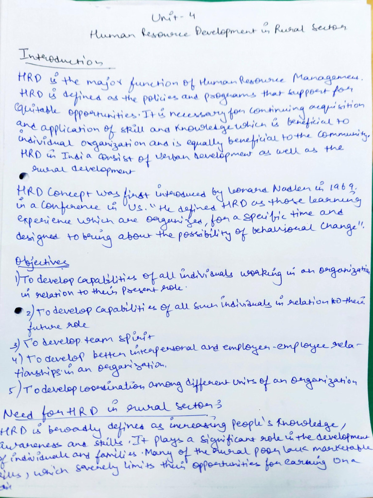 Unit - 4 HRD (Rural Drvelopment) | PDF