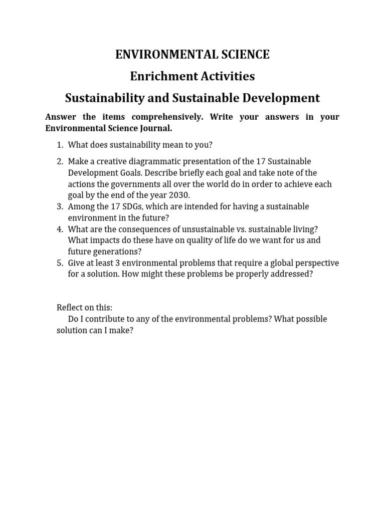 Sustainability and Environmental Challenges | PDF | Career & Growth ...