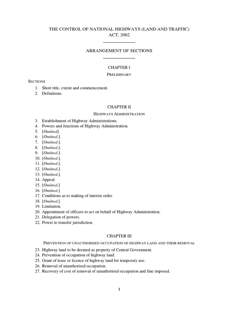 National Highways Control Act 2002 | PDF | Traffic | Justice