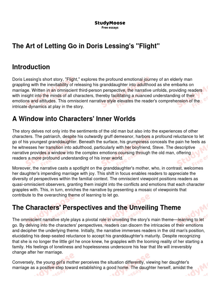 The Art of Letting Go in Doris Lessing S Flight | PDF | Narration