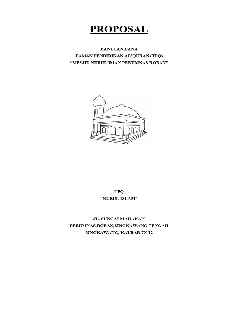 Contoh Proposal Bantuan Dana TPQ | PDF | Memasak, Makanan, & Anggur