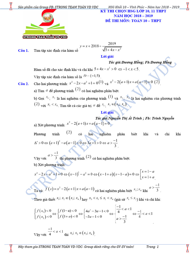 Tổ 21 Đợt 1 HSG KHỐI 10 TỈNH VĨNH PHÚC 2018 2019 | PDF