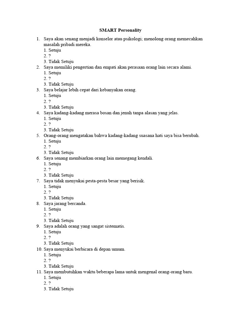 SMART Personality BCA | PDF | Gaya Hidup