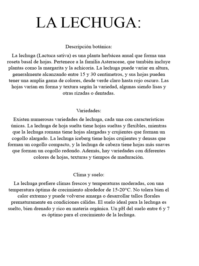 La Lechuga | PDF | Lechuga | Agricultura