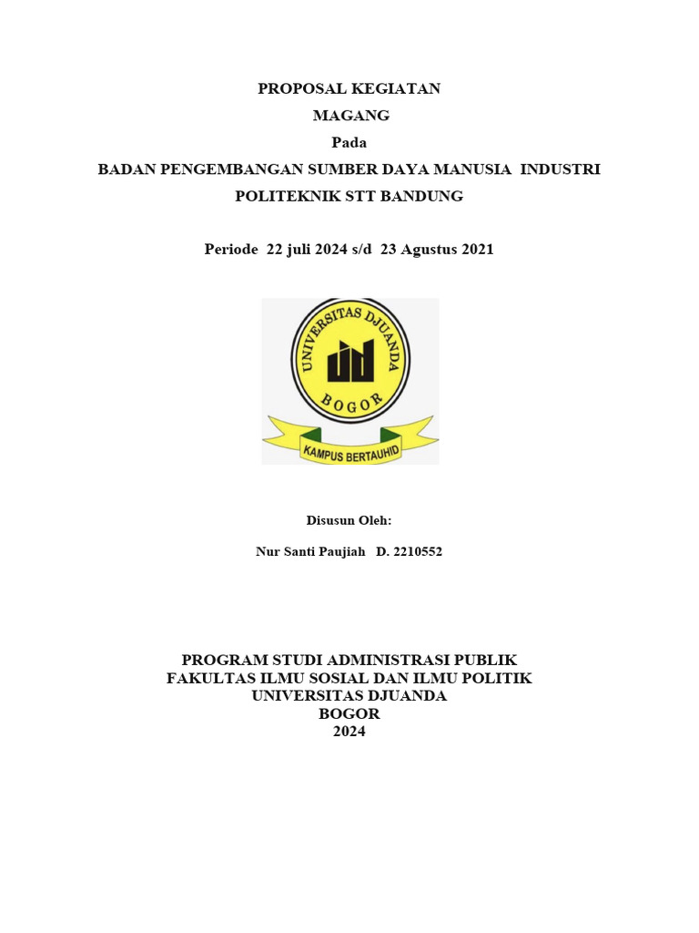 Contoh Proposal Pengajuan Magang Kelompok | PDF