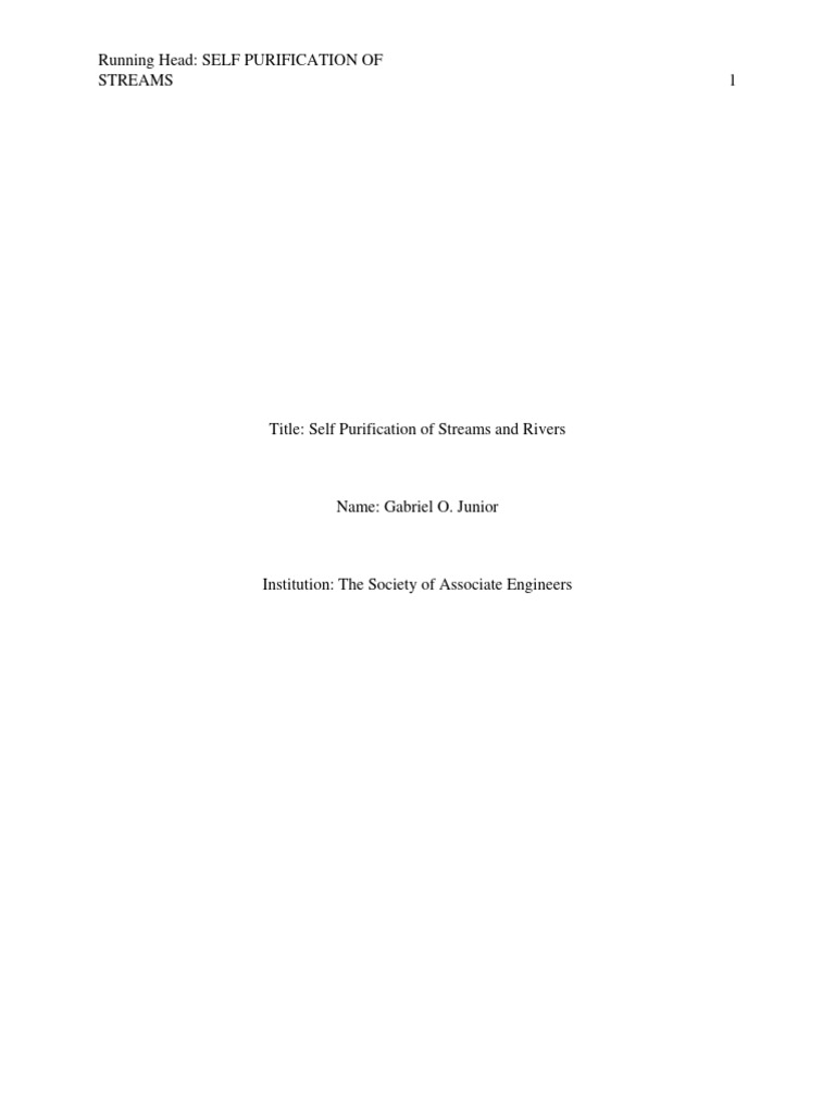 Self Purification of Streams | PDF | Environmental Engineering | Chemistry