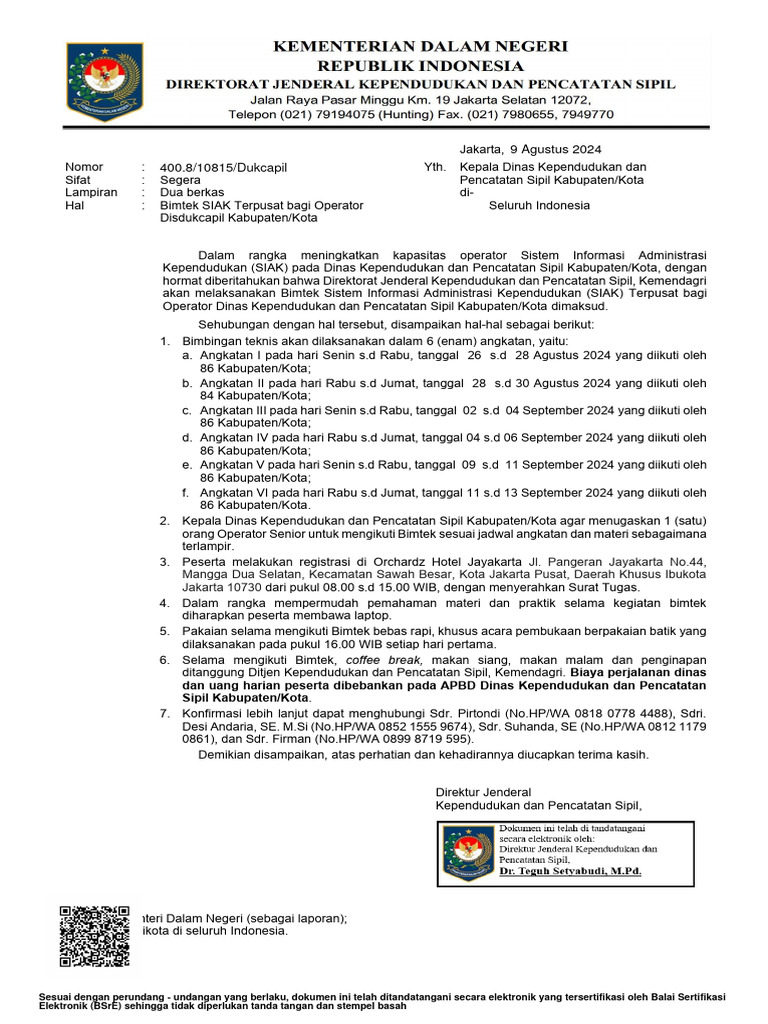Bimtek SIAK Terpusat untuk Operator | PDF