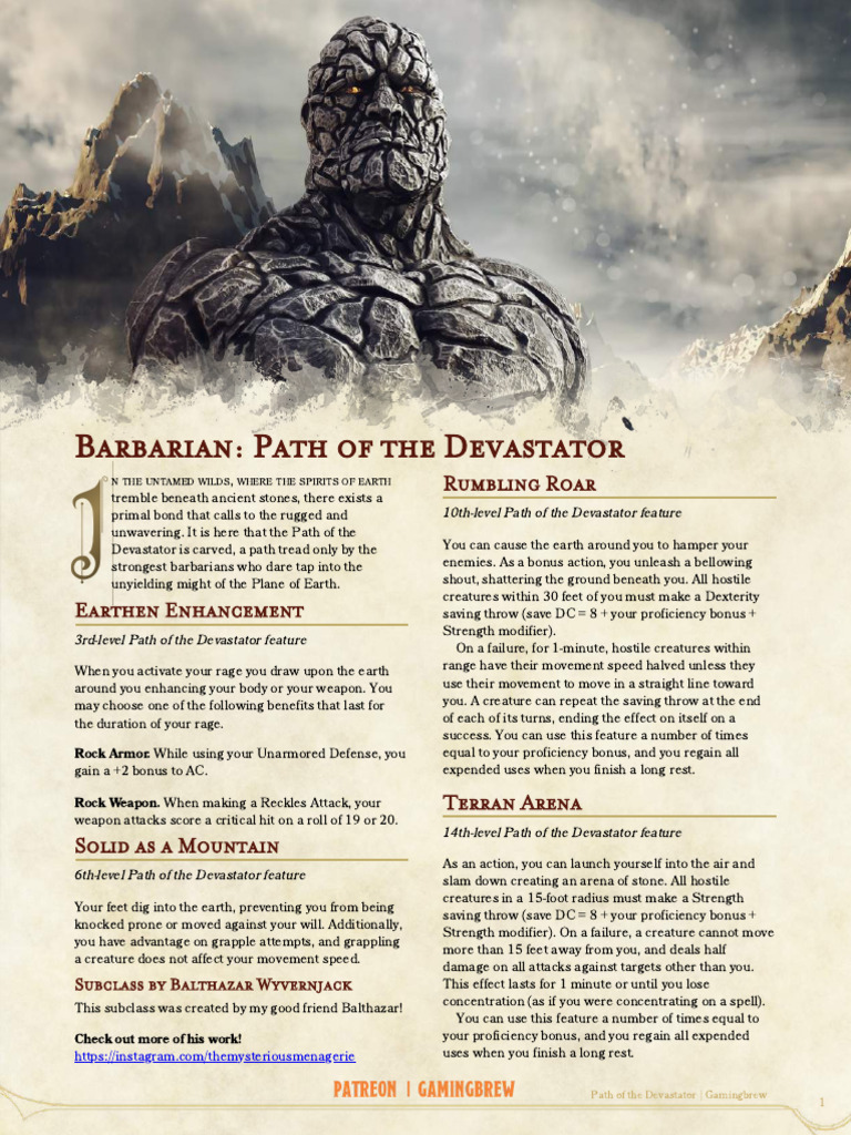 GB - Barbarian - Path of The Devastator | PDF