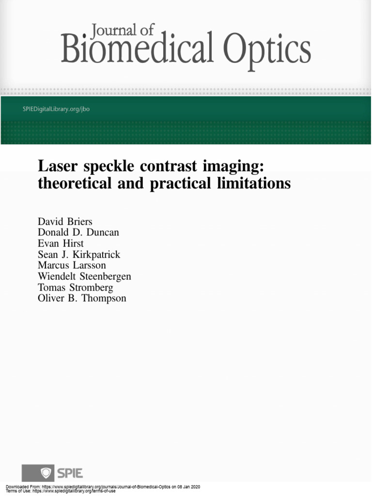 2.laser Speckle Contrast Imaging Theoretical and Practical Limitations ...