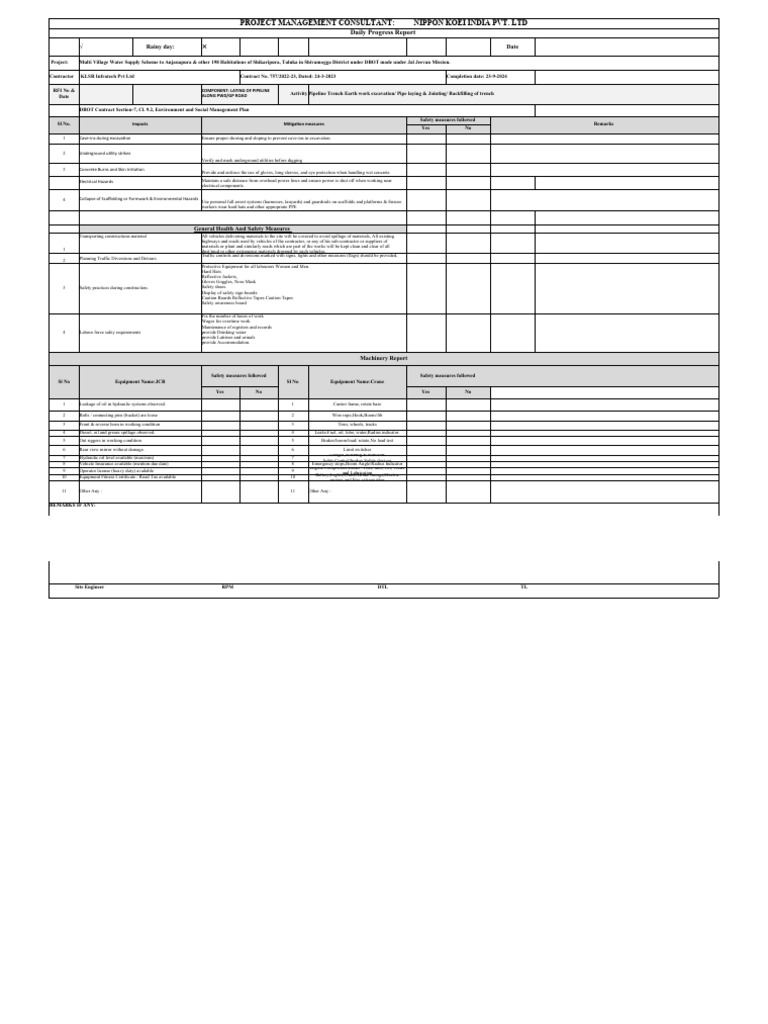 Daily Safety - Inspection Report Format | PDF | Brake | Road