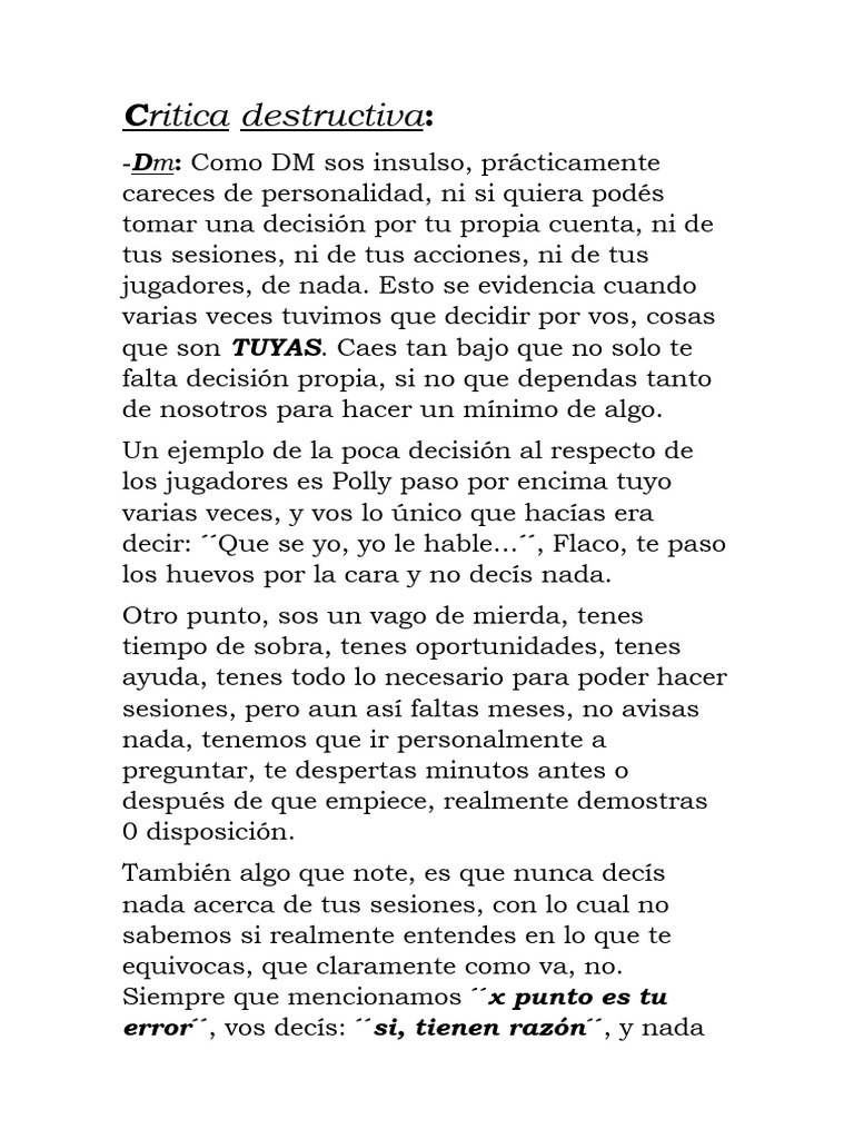 Critica Destructiva | PDF