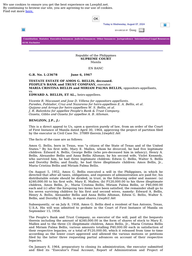 Testate Estate vs. Edward Bellis | PDF | Will And Testament | Intestacy