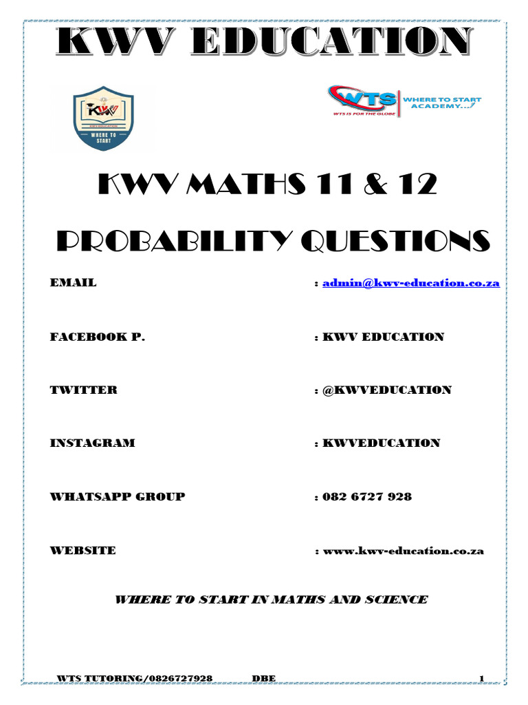 KWV Maths 11 & 12 Probability Guide | PDF