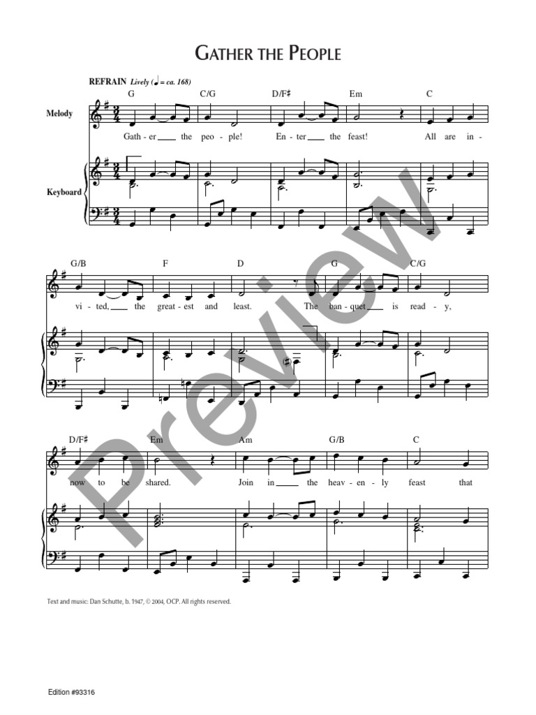 Gather The People - Music Sheets W Lyrics | PDF