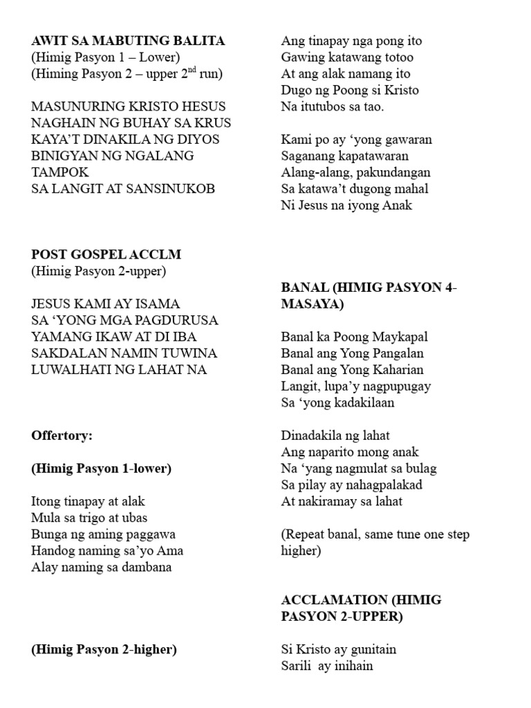 Awit Sa Misa Himig Pasyon | PDF