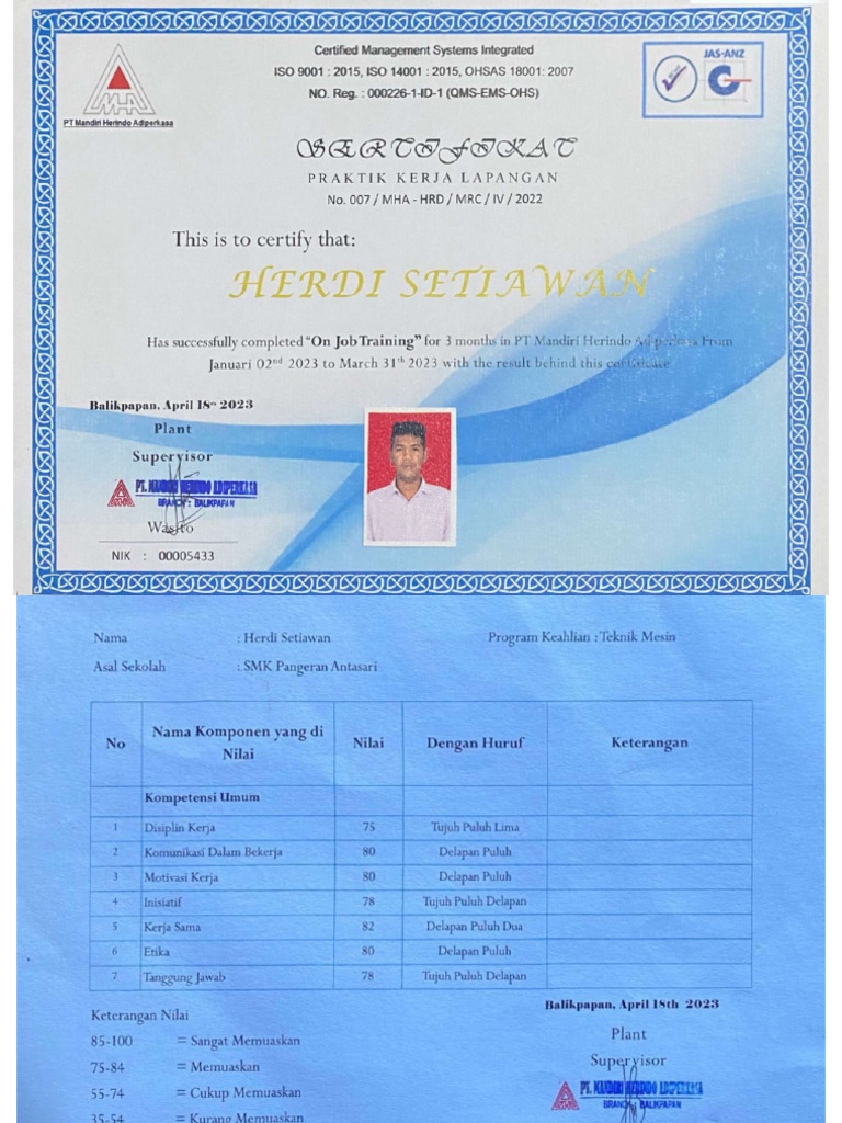 Sertifikat Herdi Setiawan | PDF