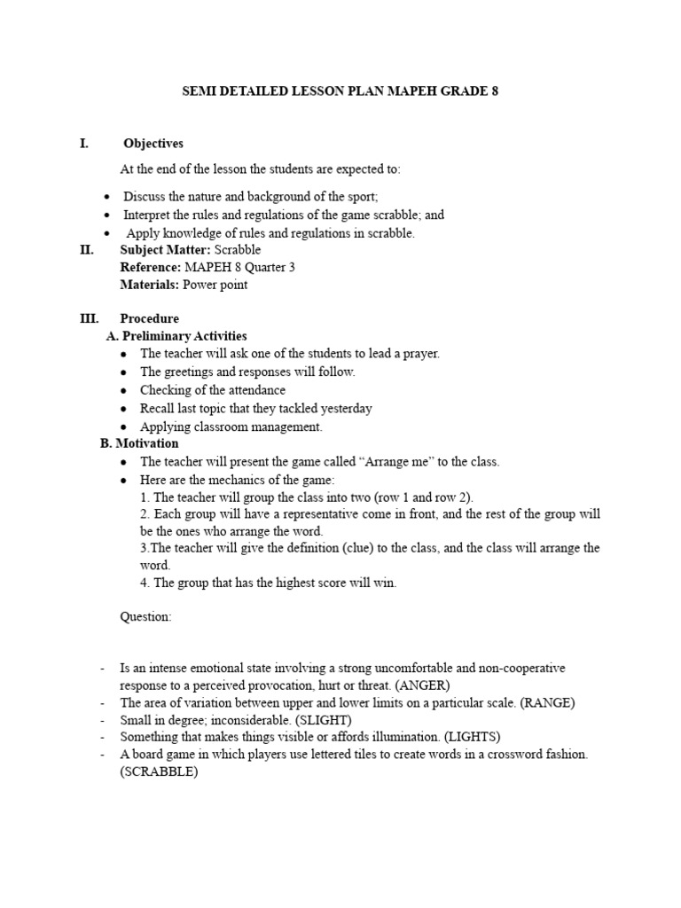 3rd-SEMI DETAILED LESSON PLAN MAPEH GRADE 8 | PDF