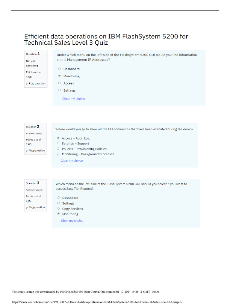 Efficient Data Operations On IBM FlashSystem 5200 For Technical Sales Level 3 Quiz PDF | PDF ...