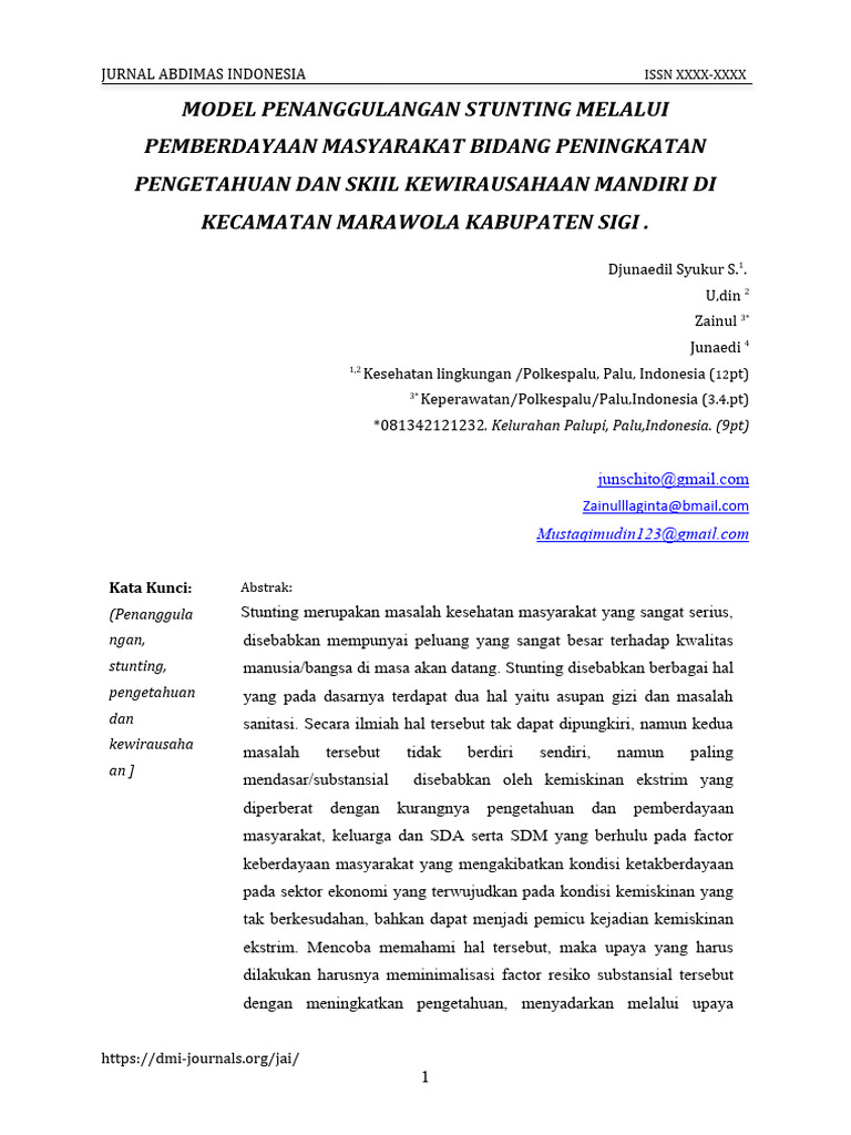 Model Penanggulangan Stunting di Sigi | PDF