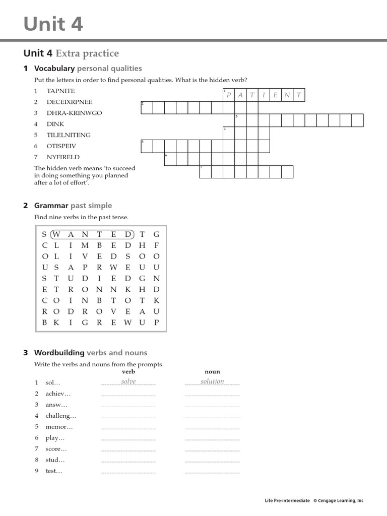 Pre-Int Unit4 Extra Practice Be | PDF | Verb | Linguistic Morphology