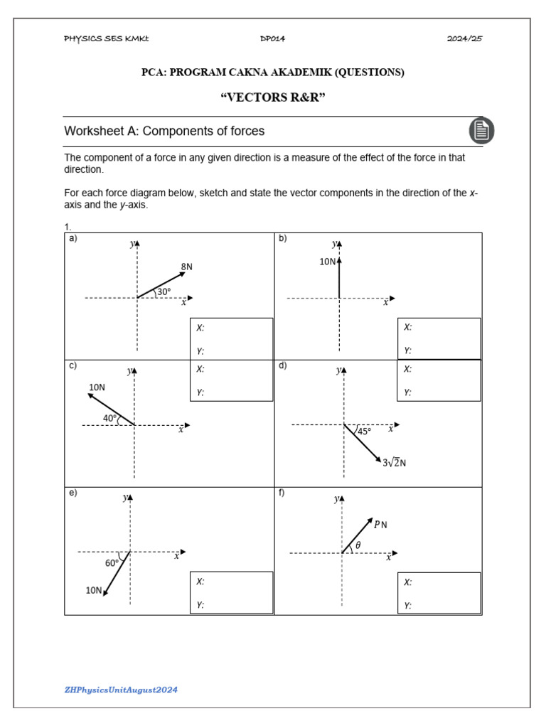 PCA DP014 - 24 - 25 - Questions | PDF | Force | Cartesian Coordinate System